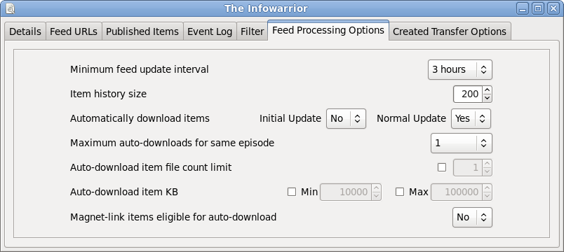 RSS Properties - Tixati